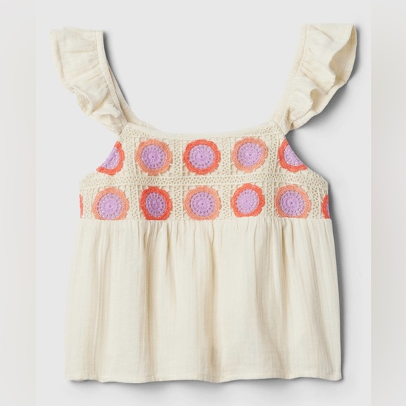 GAP | Shirts & Tops | New Gap Girls Crochet Flutter Gauze Top 45y Xs | Poshmark